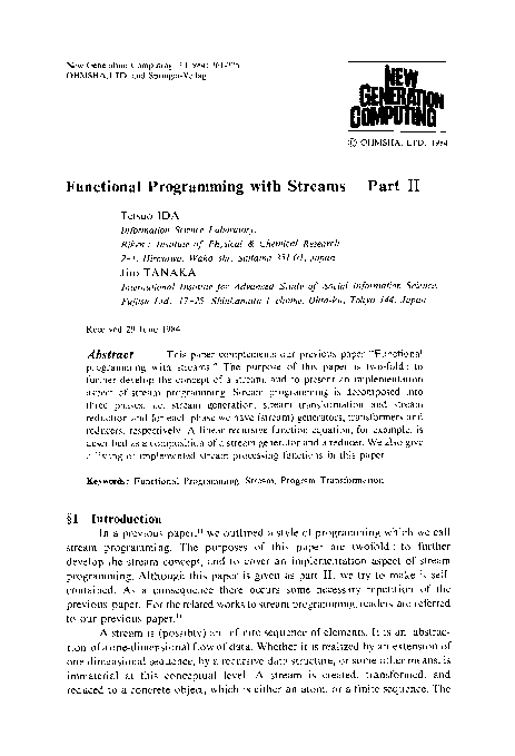 (PDF) Functional programming with streams —Part II—