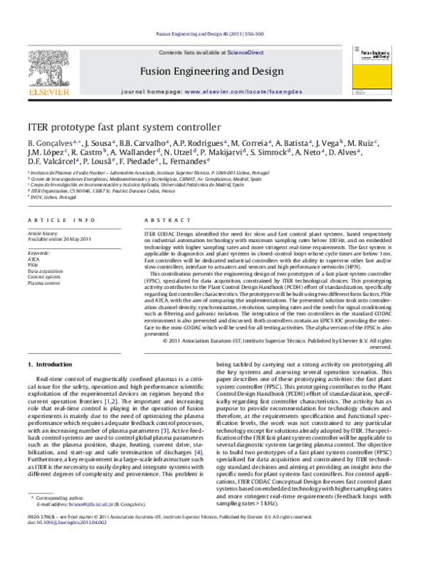 (PDF) ITER prototype fast plant system controller | filippo sartori - Academia.edu