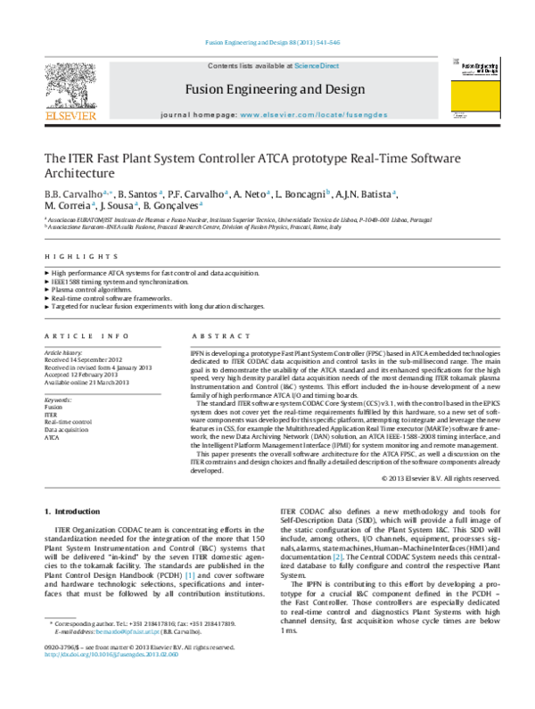 (PDF) The ITER Fast Plant System Controller ATCA prototype Real-Time ...