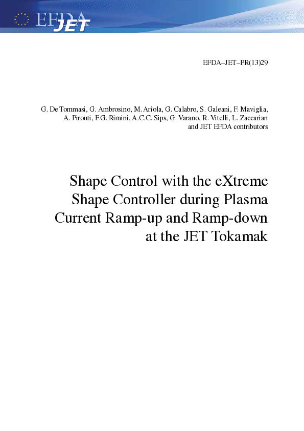 (PDF) Shape Control with the eXtreme Shape Controller during Plasma Current Ramp-Up and Ramp ...