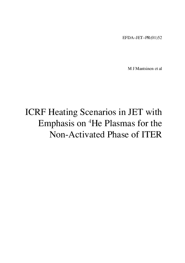 (PDF) ICRF heating scenarios in JET with emphasis on [sup 4]He plasmas ...