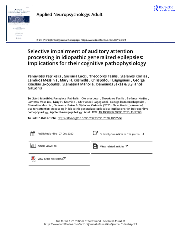 (PDF) Selective impairment of auditory attention processing in ...