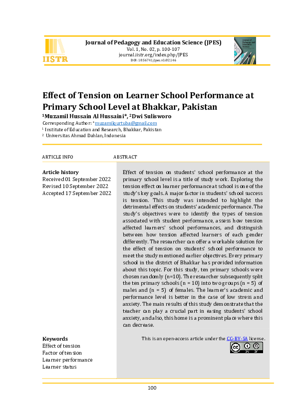 (PDF) Effect of Tension on Learner School Performance at Primary School ...