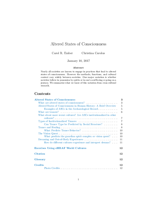 (PDF) Altered States of Consciousness