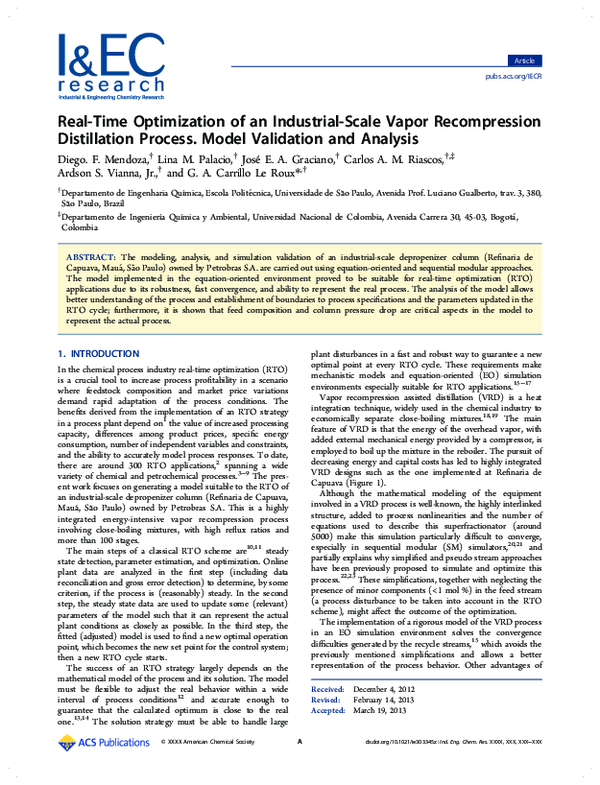 (PDF) Real-Time Optimization of an Industrial-Scale Vapor Recompression ...