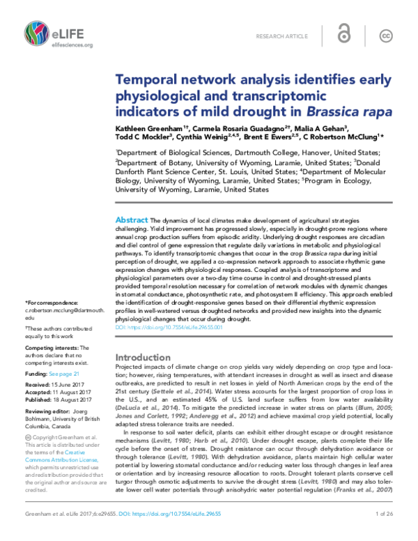 (PDF) Temporal network analysis identifies early physiological and ...