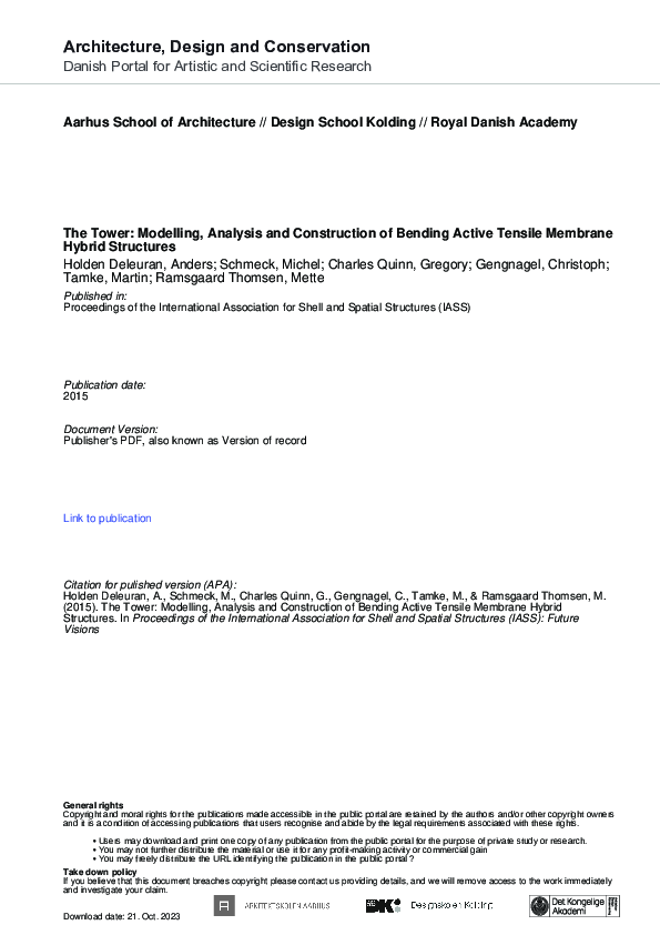 (PDF) The Tower: Modelling, Analysis and Construction of Bending Active Tensile Membrane Hybrid ...