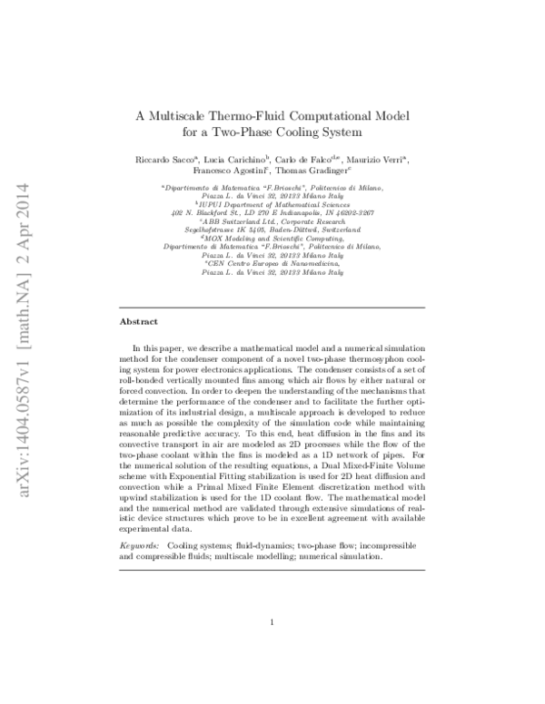 (PDF) A multiscale thermo-fluid computational model for a two-phase cooling system | Riccardo ...
