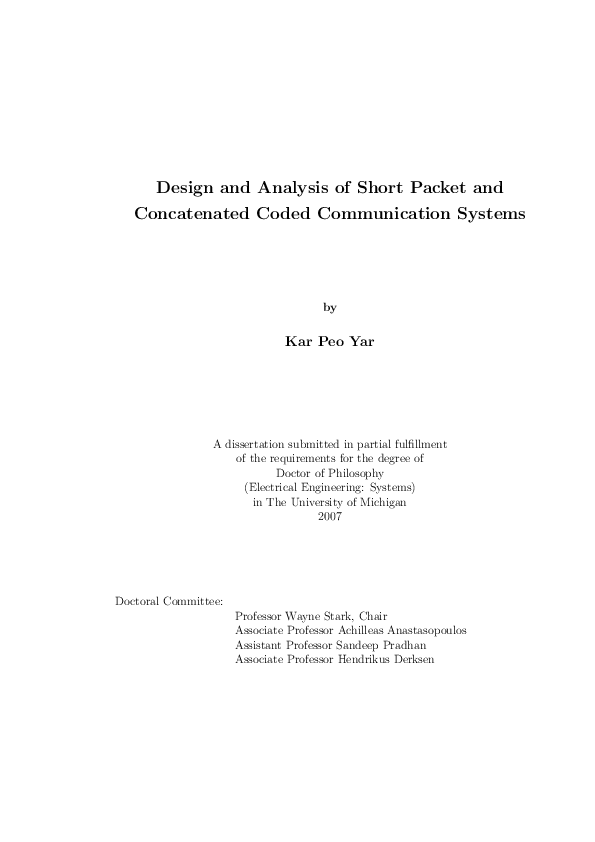 (PDF) Design and analysis of short . . . Communication Systems