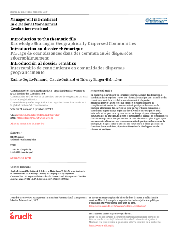 (PDF) Introduction to the thematic file