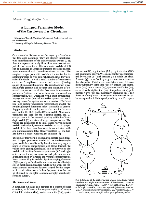 (PDF) A Lumped Parameter Model of the Cardiovascular Circulation