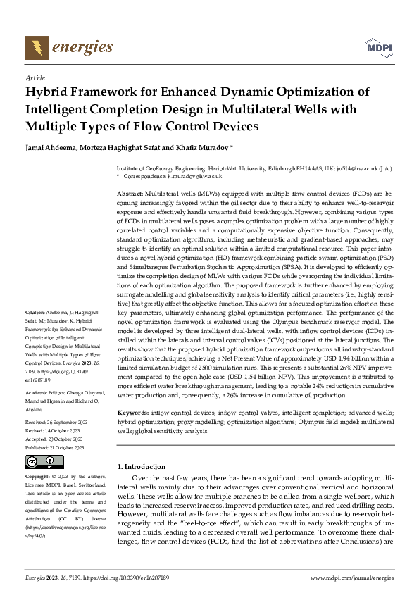 (PDF) Hybrid Framework for Enhanced Dynamic Optimization of Intelligent Completion Design in ...