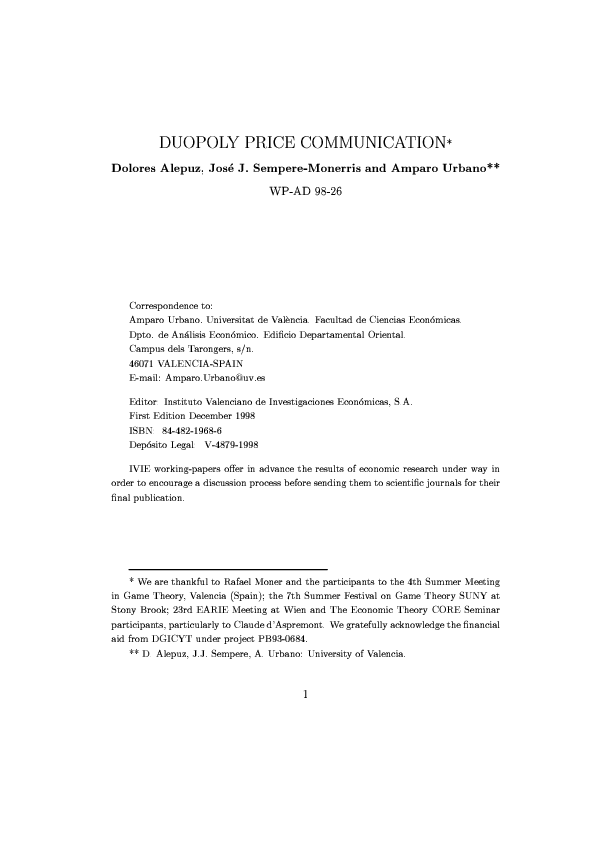 (PDF) Duopoly Price Communication