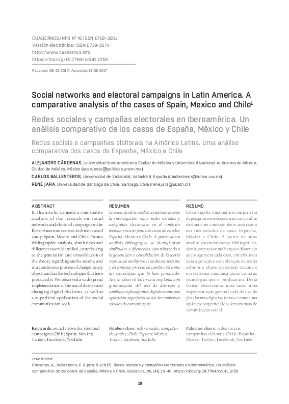 (PDF) Social networks and electoral campaigns in Latin America. A ...