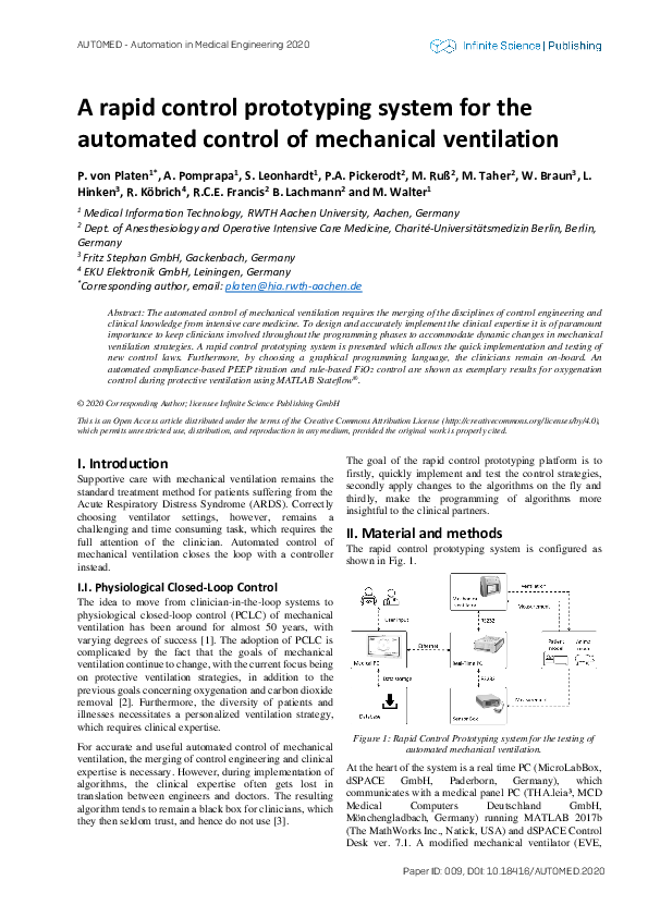 (PDF) A rapid control prototyping system for the automated control of mechanical ventilation