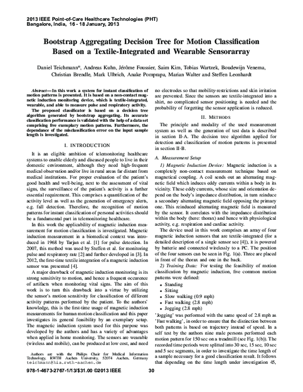 Pdf Bootstrap Aggregating Decision Tree For Motion Classification Based On A Textile