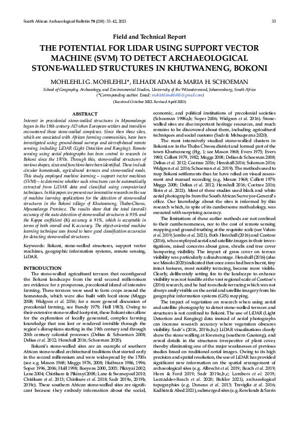 (PDF) THE POTENTIAL FOR LIDAR USING SUPPORT VECTOR MACHINE (SVM) TO DETECT ARCHAEOLOGICAL STONE ...