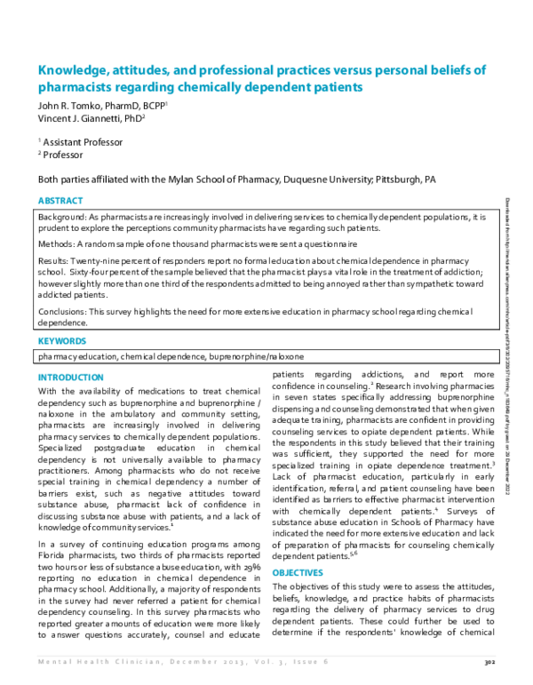 (PDF) Knowledge, attitudes, and professional practices versus personal ...