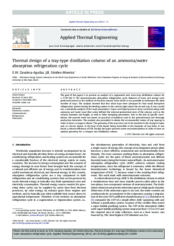 (PDF) Thermal design of a tray-type distillation column of an ammonia ...