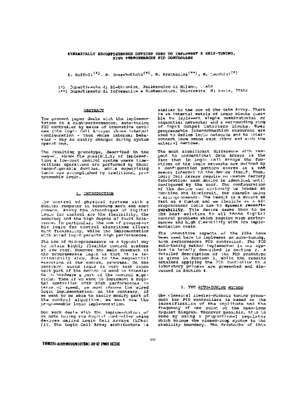 Pdf Dynamically Reconfigurable Devices Used To Implement A Self Tuning High Performance Pid