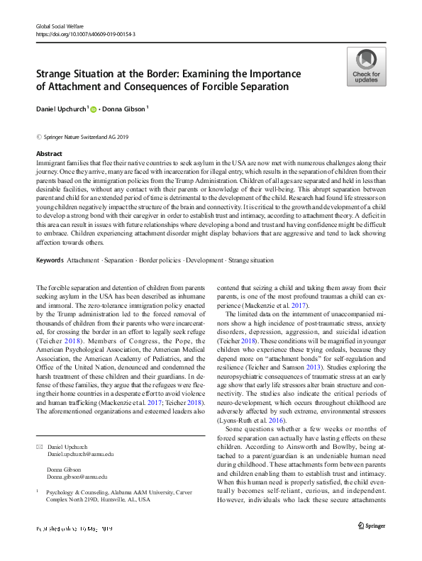 (PDF) Strange Situation at the Border: Examining the Importance of Attachment and Consequences ...