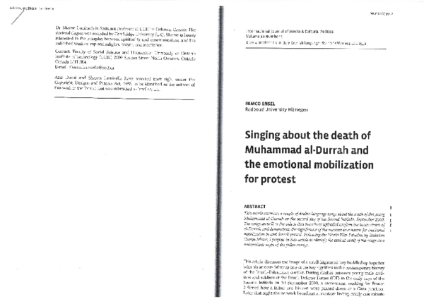 (PDF) Singing about the death of Muhammad al-Durrah and the emotional ...