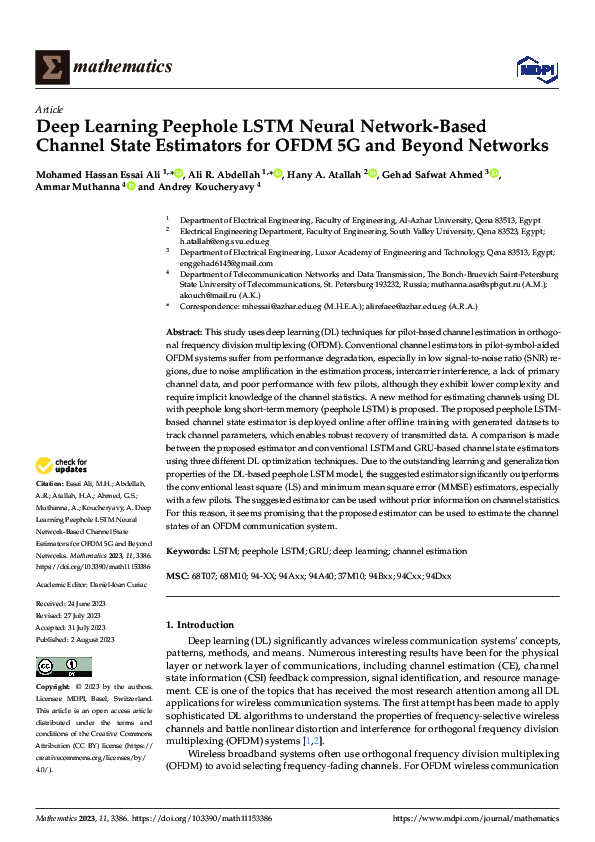 (PDF) Deep Learning Peephole LSTM Neural Network-Based Channel State Estimators for OFDM 5G and ...