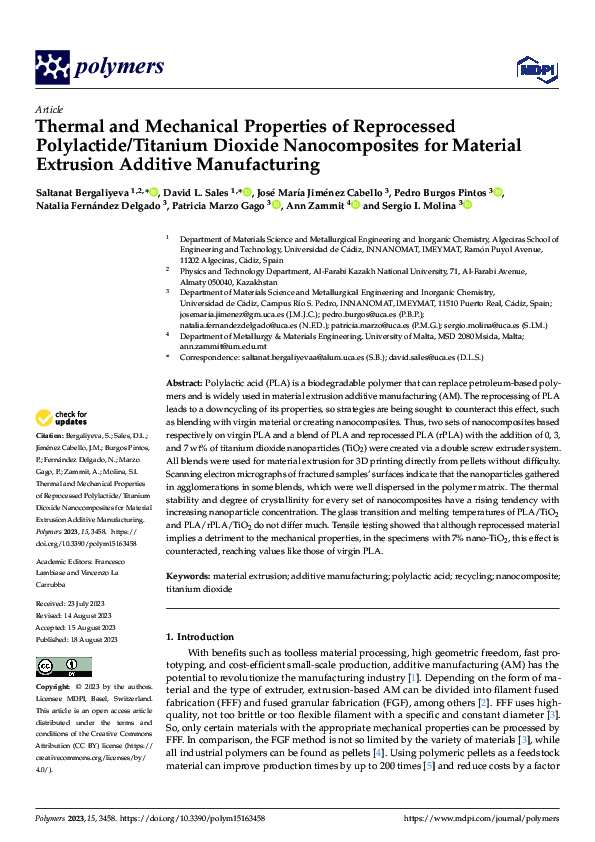 (PDF) Thermal and Mechanical Properties of Reprocessed Polylactide ...
