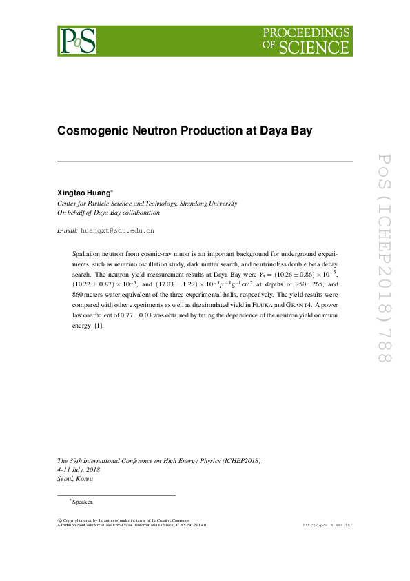 (PDF) Cosmogenic Neutron Production at Daya Bay