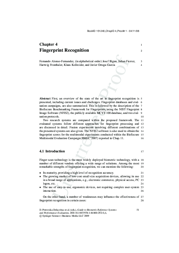 (PDF) Fingerprint Recognition