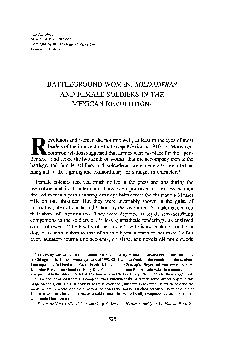 (PDF) Battleground Women:Soldaderasand Female Soldiers in the Mexican ...