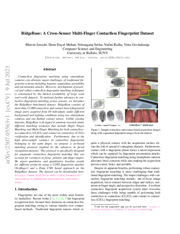 (PDF) RidgeBase: A Cross-Sensor Multi-Finger Contactless Fingerprint Dataset