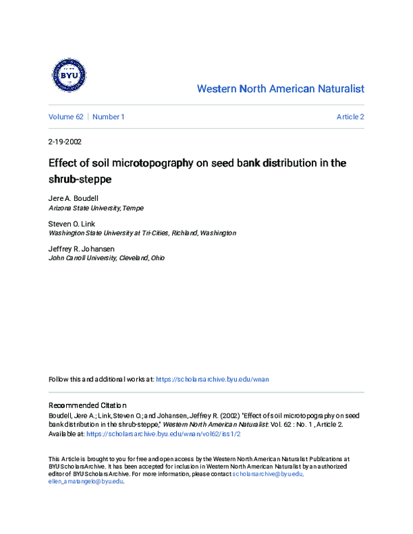 (PDF) Effect of soil microtopography on seed bank distribution in the ...