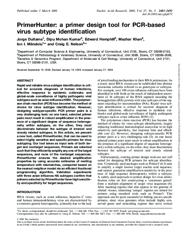 (PDF) PrimerHunter: a primer design tool for PCR-based virus subtype ... (PDF) PrimerHunter: a primer design tool for PCR-based virus subtype ...