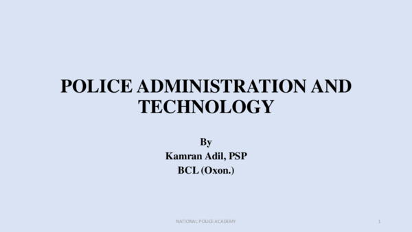 (PDF) POLICE ADMINISTRATION AND TECHNOLOGY