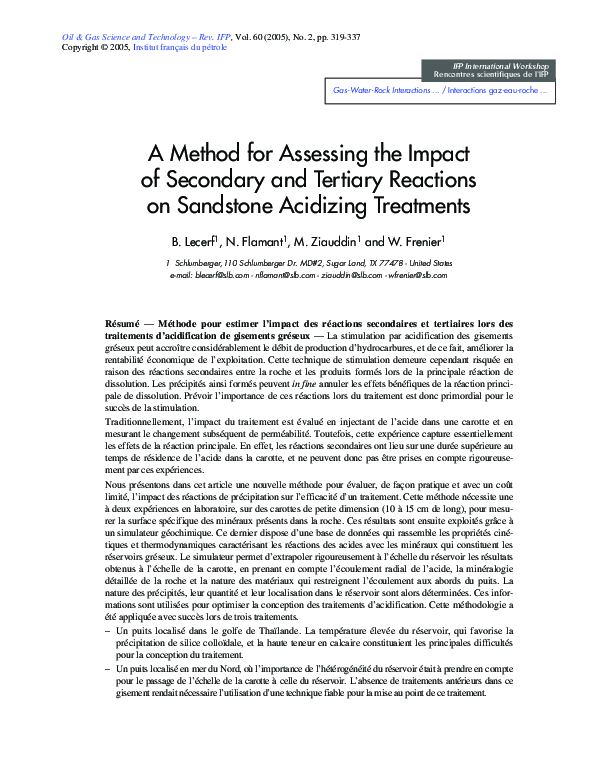 (PDF) A Method for Assessing the Impact of Secondary and Tertiary Reactions on Sandstone ...