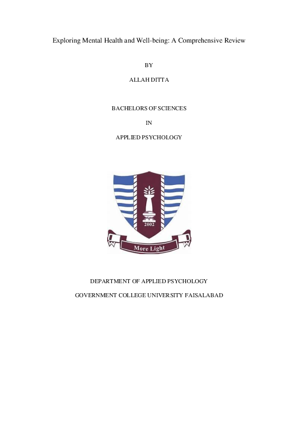 (PDF) Exploring Mental Health and Well-being: A Comprehensive Review