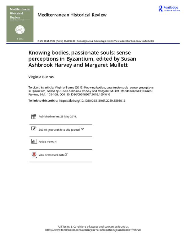 (PDF) Knowing bodies, passionate souls: sense perceptions in Byzantium ...
