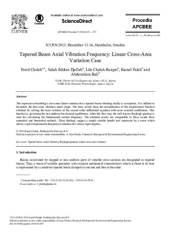 (PDF) Tapered Beam Axial Vibration Frequency: Linear Cross-area Variation Case