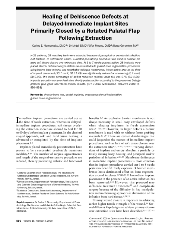 (PDF) Healing of dehiscence defects at delayed-immediate implant sites ...