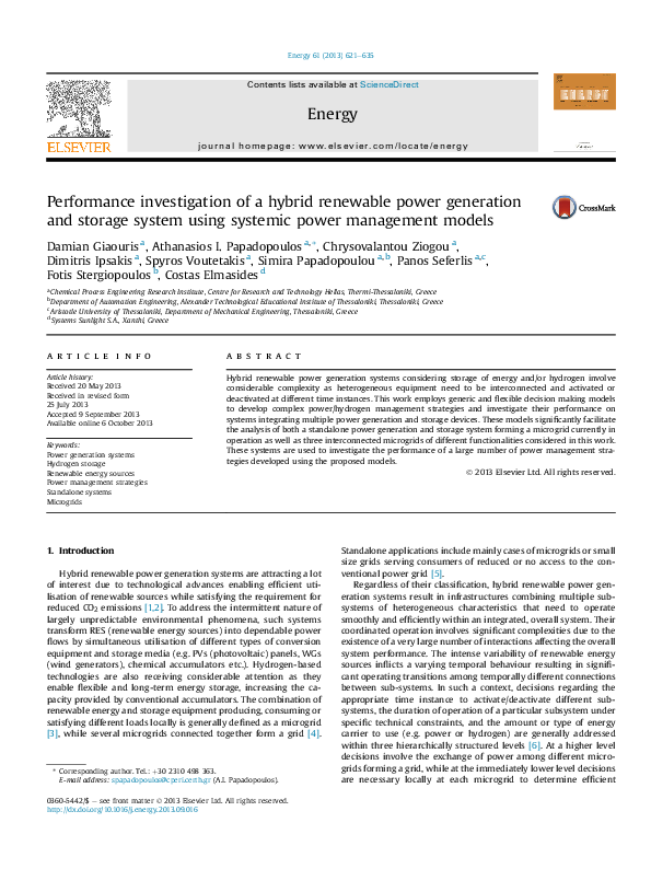 (PDF) Performance investigation of a hybrid renewable power generation ...
