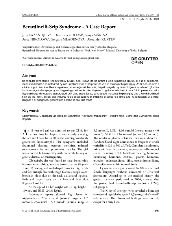 (PDF) Berardinelli-Seip Syndrome - A Case Report