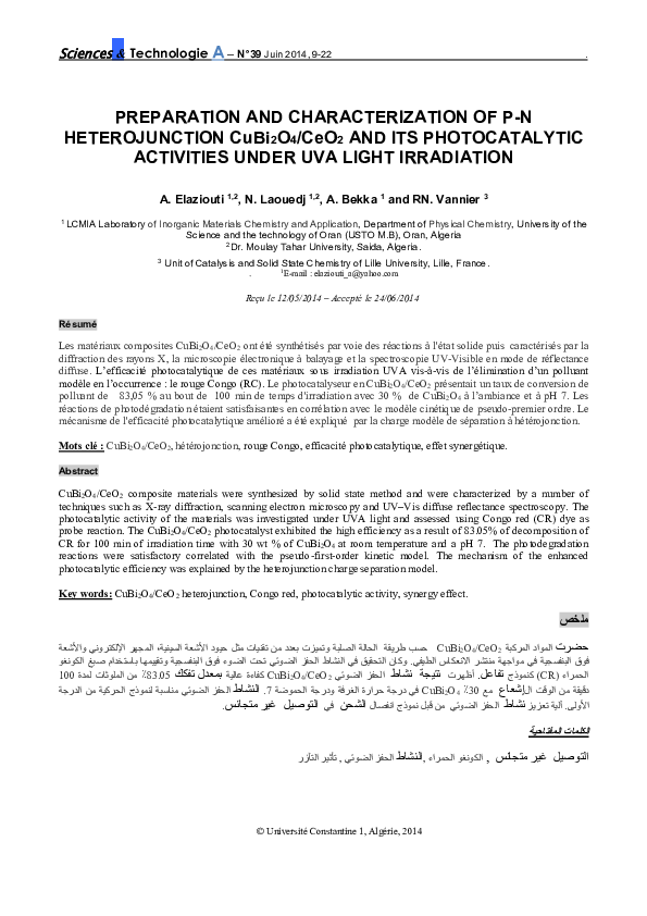 (PDF) Preparation and characterization of p–n heterojunction CuBi2O4 ...