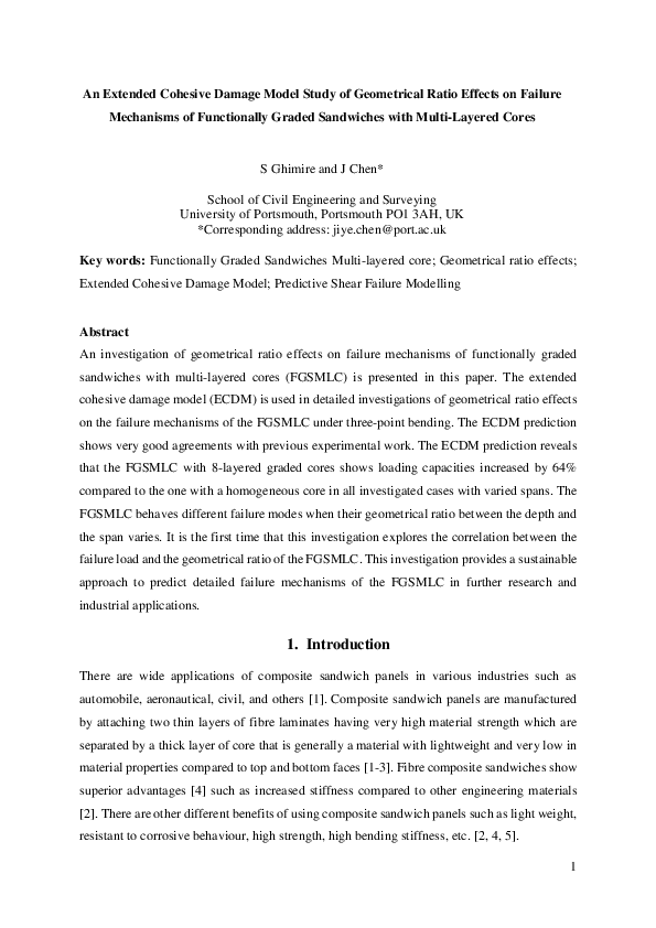(PDF) An extended cohesive damage model study of geometrical ratio ...