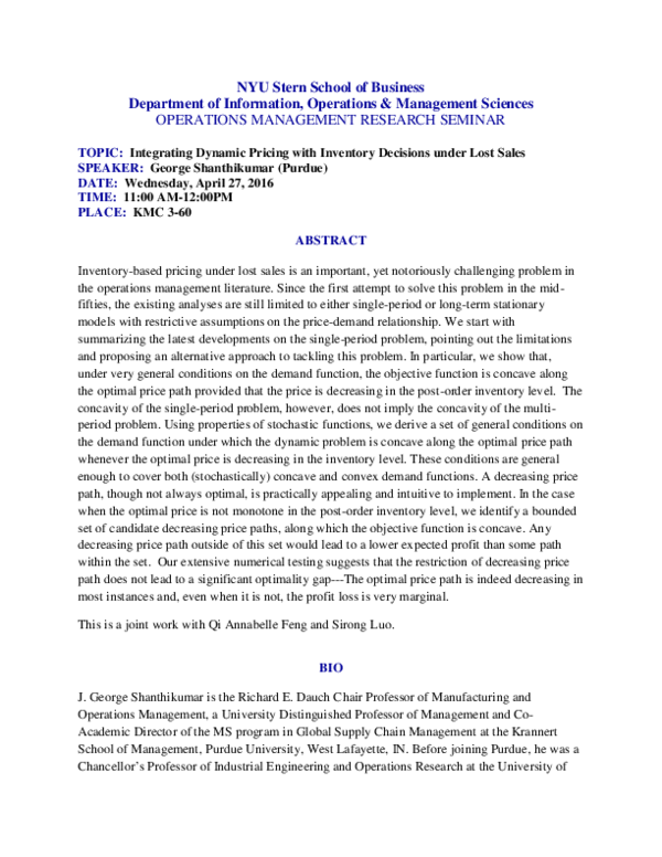 (PDF) Integrating Dynamic Pricing with Inventory Decisions Under Lost ...