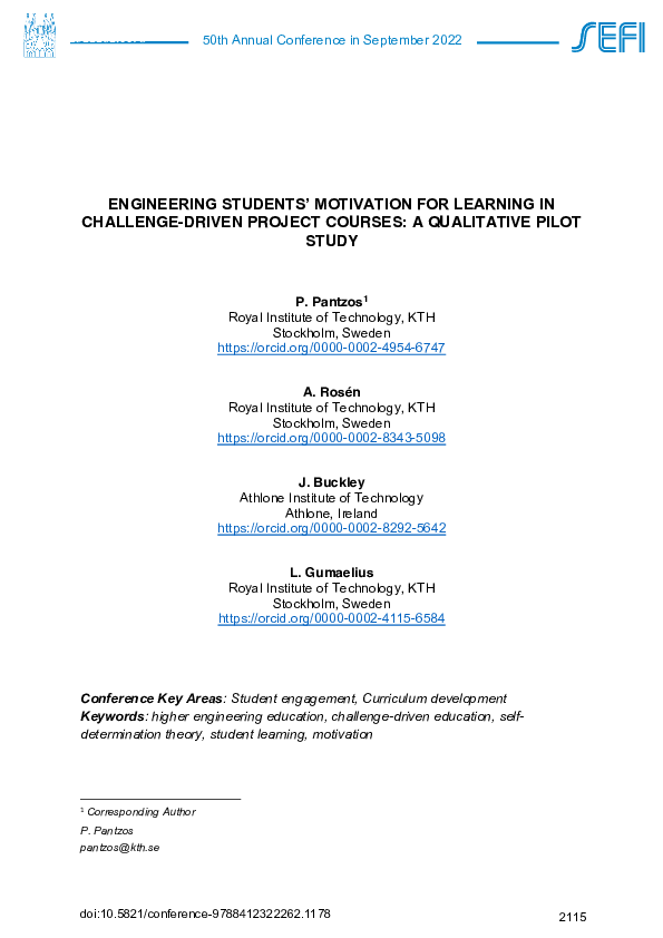 (PDF) Engineering students’ motivation for learning in challenge-driven ...