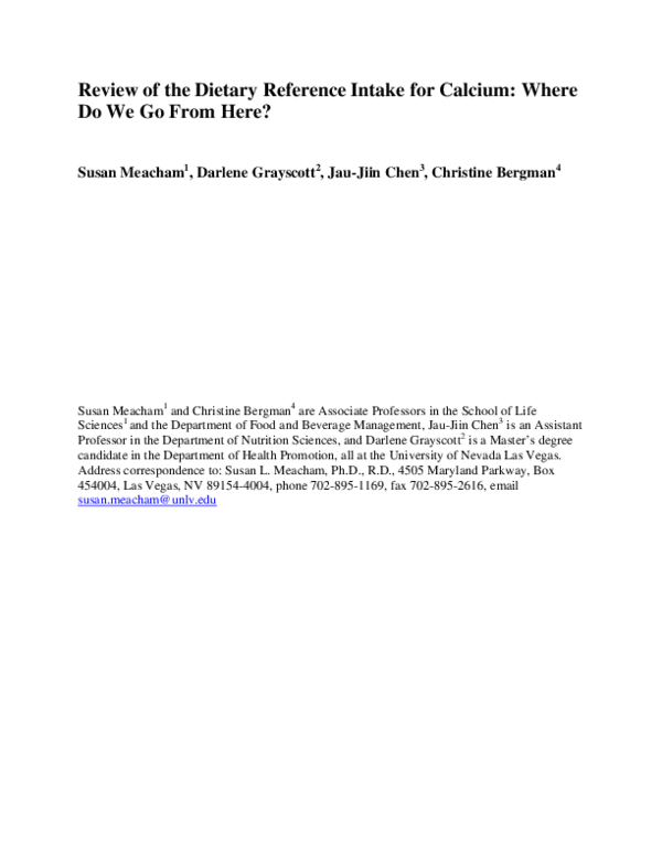 (PDF) Review of the Dietary Reference Intake for Calcium: Where Do We ...