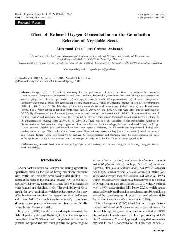 (PDF) Effect of reduced oxygen concentration on the germination ...