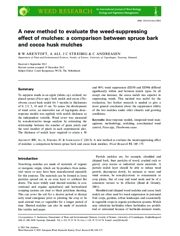 (PDF) A new method to evaluate the weed-suppressing effect of mulches ...