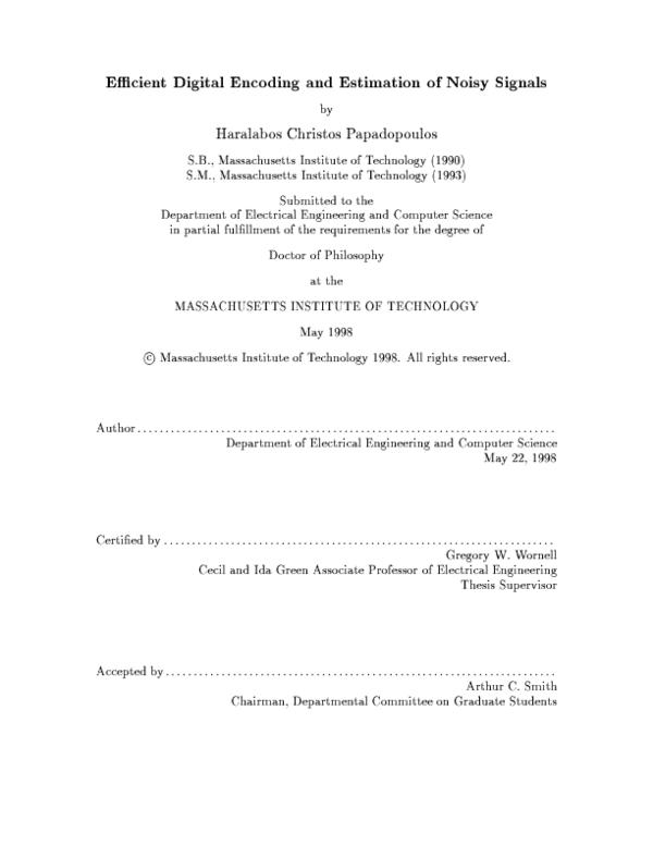 (PDF) Efficient digital encoding and estimation of noisy signals